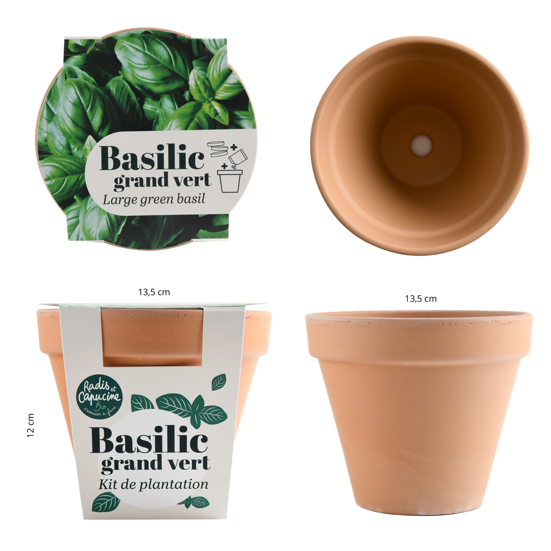Organic Basil Terracotta Pot Grow Kit | Radis et Capucine